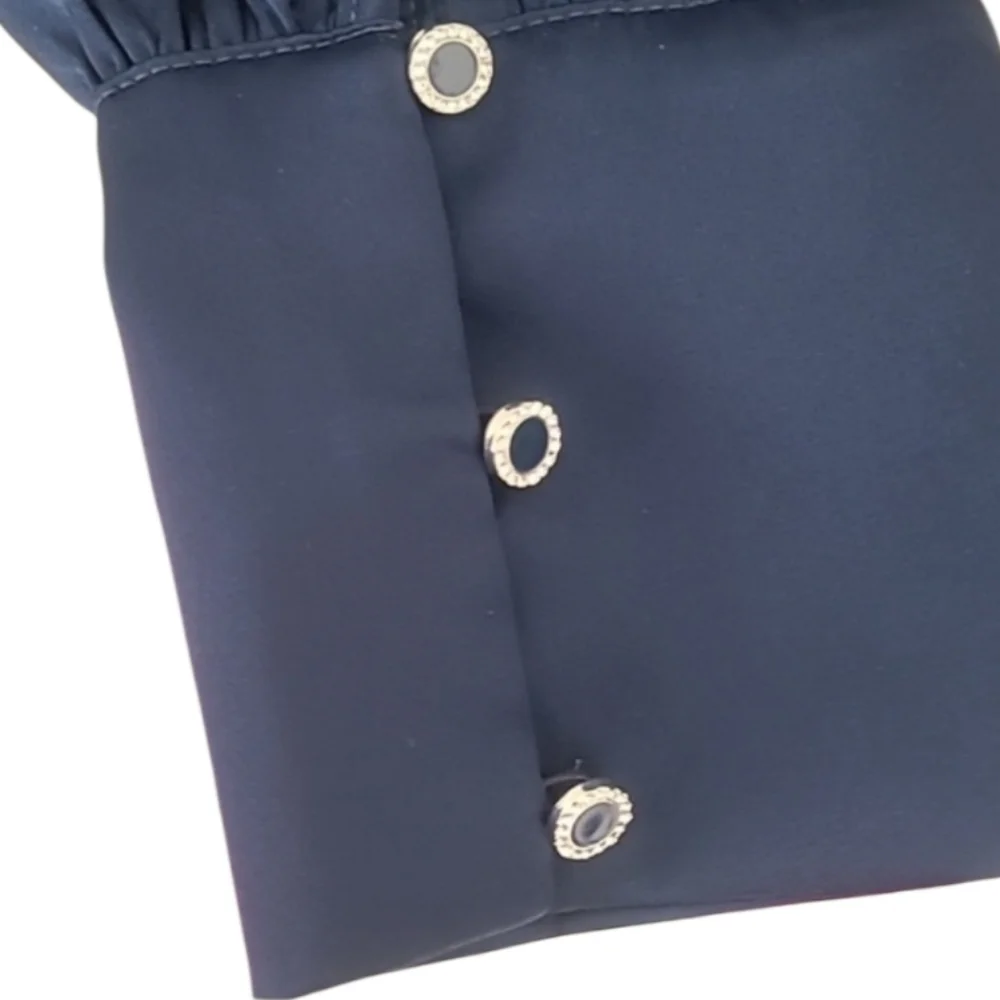 Express | Tops | Express Satin Navy Mock Neck Tie Open Back | Poshmark